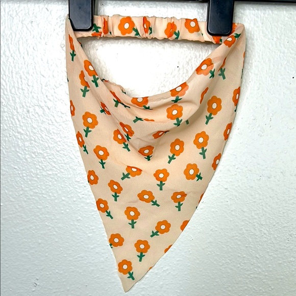 Accessories | Orange Floral Cream Bandana | Poshmark